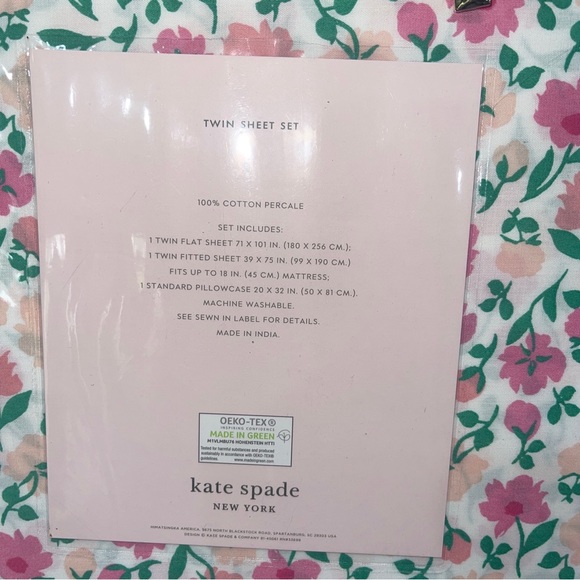 kate spade | Bedding | Kate Spade Ny Twin Sheet Set Pink Green Floral 3 ...